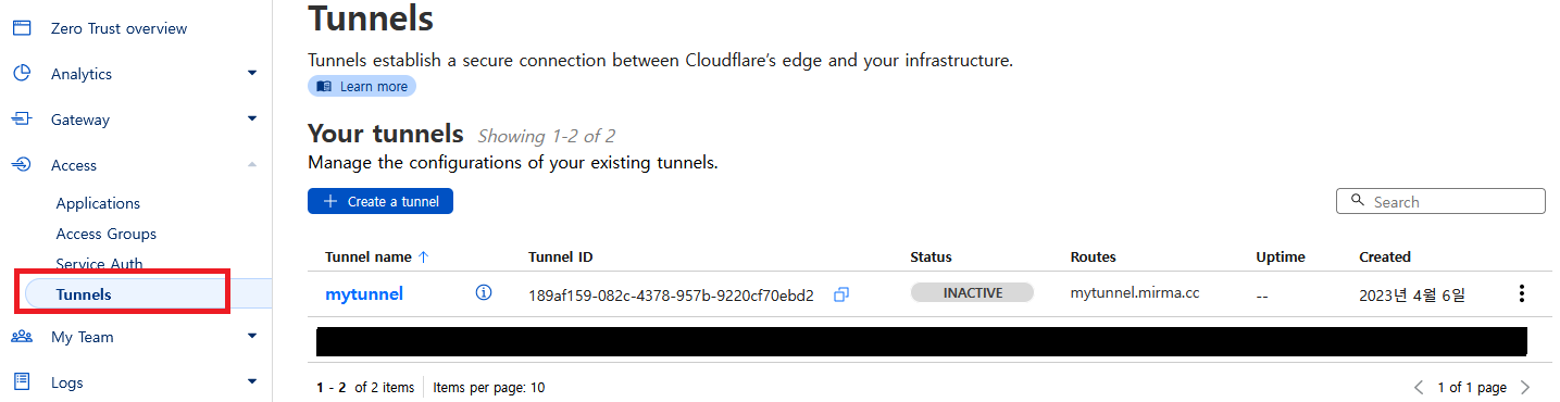 Cloudflare tunnel - 웹스토리